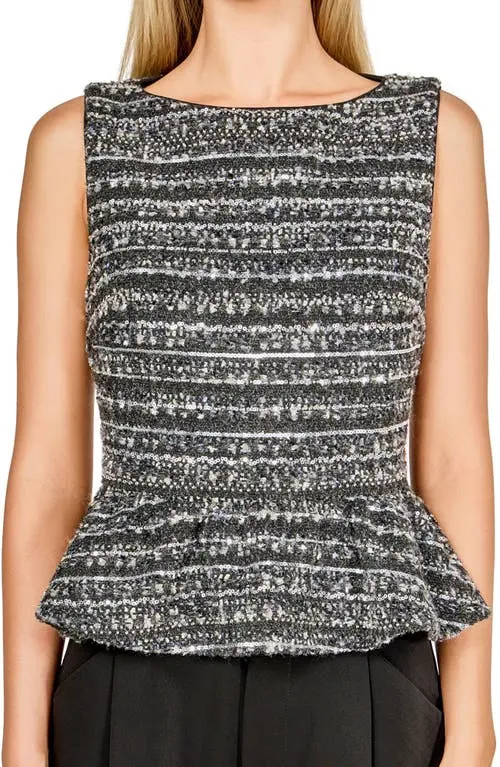 Endless Rose Sequin Texture Sleeveless Peplum Top