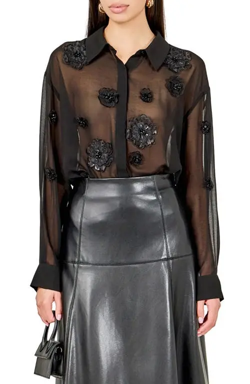 Endless Rose Floral Detail Sheer Shirt