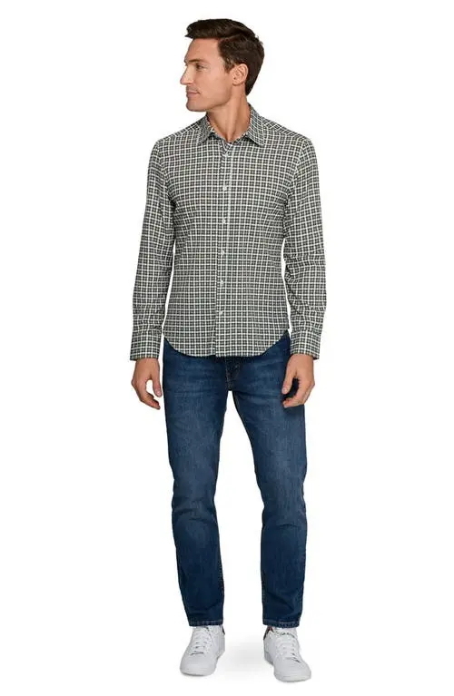 BROOKLYN BRIGADE Grid Print Woven Long Sleeve Shirt - Olive