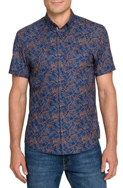 BROOKLYN BRIGADE Twigs Woven Short Sleeve Basic - Brown/blue