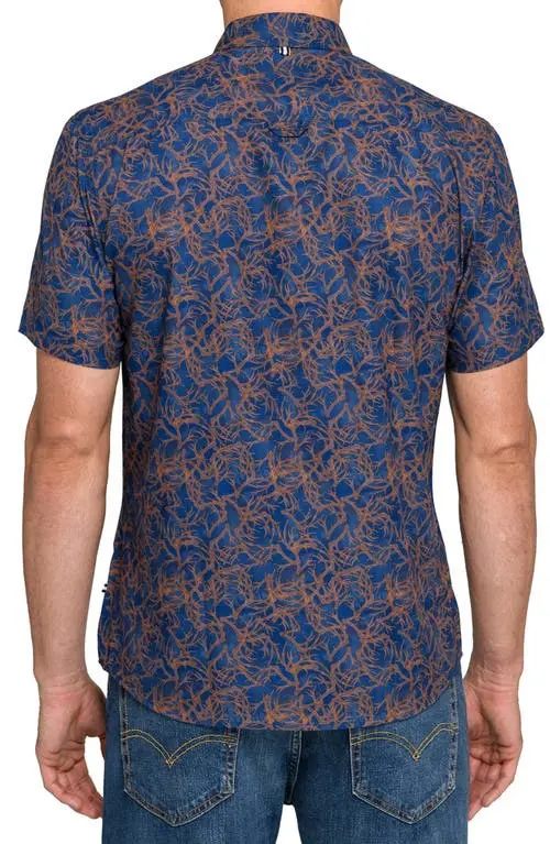 BROOKLYN BRIGADE Twigs Woven Short Sleeve Basic - Brown/blue
