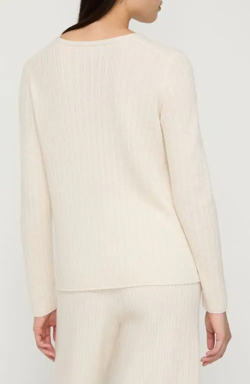 Lafayette 148 New York Mixed Stitch Cashmere Blend Crewneck Sweater
