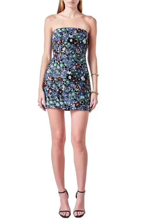 Endless Rose Sequin Strapless Mini Dress - Blue Multi