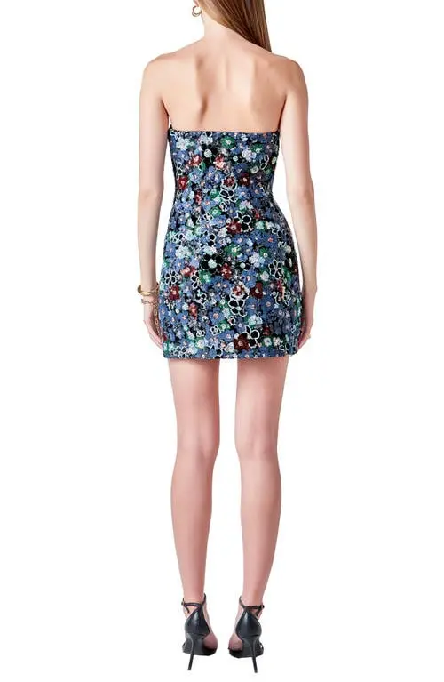 Endless Rose Sequin Strapless Mini Dress - Blue Multi