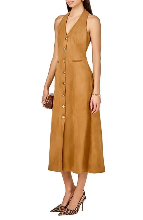 Endless Rose Faux Suede Sleeveless Midi Dress