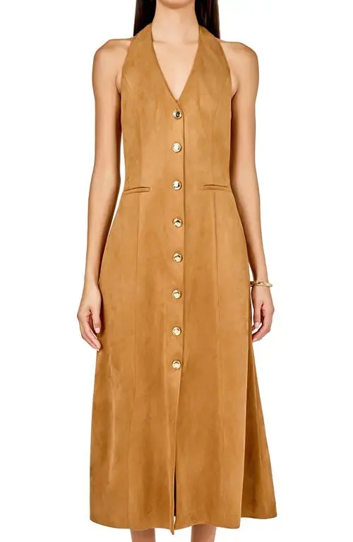 Endless Rose Faux Suede Sleeveless Midi Dress