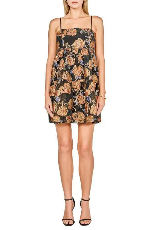 Endless Rose Metallic Floral Jacquard Minidress