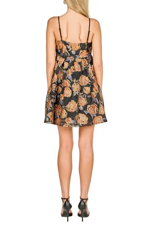 Endless Rose Metallic Floral Jacquard Minidress