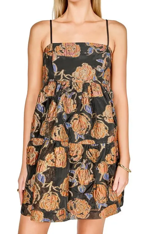 Endless Rose Metallic Floral Jacquard Minidress