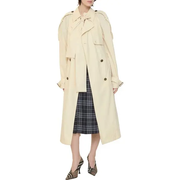 Burberry Long Canvas Trerose Trench Coat - Tundra Beige