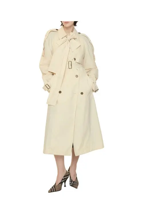 Burberry Long Canvas Trerose Trench Coat - Tundra Beige
