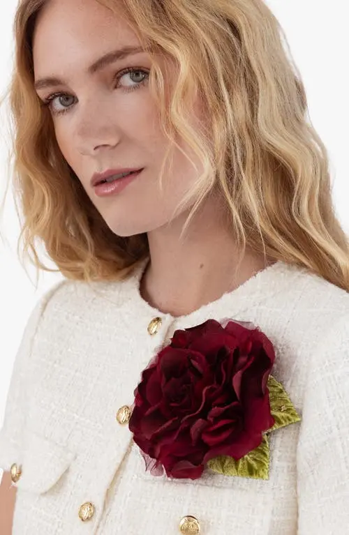 HELENA SIMON Floral Brooch - Red