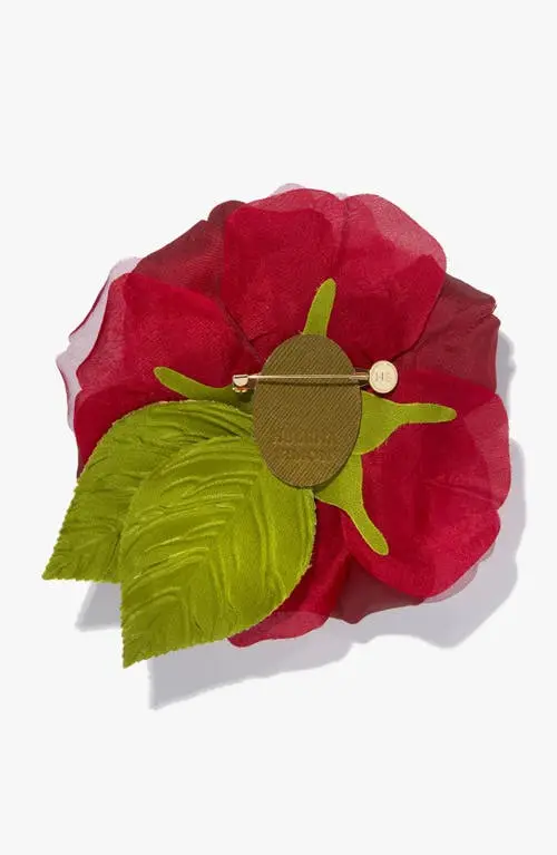 HELENA SIMON Floral Brooch - Red
