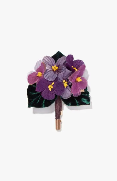 HELENA SIMON Floral Brooch - Purple