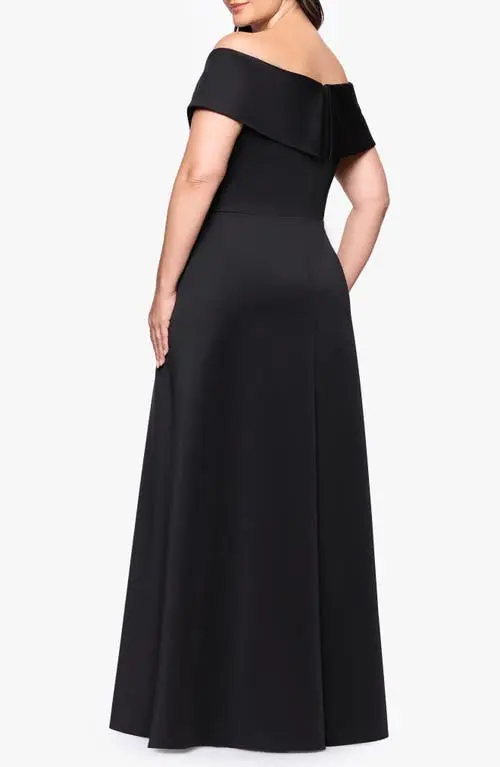XSCAPE EVENINGS Off-the-shoulder Scuba Gown