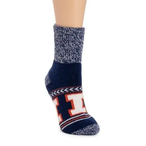 MUK LUKS Gameday Short Heat Retainer Socks - Illinois