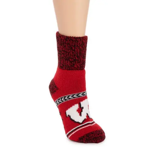 MUK LUKS Gameday Short Heat Retainer Socks - Wisconsin
