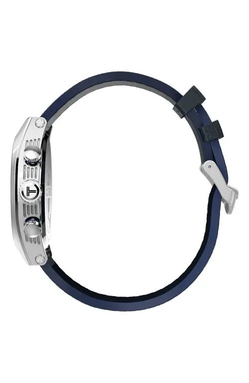 Timex® Legacy Tonneau Chronograph Leather Strap Watch - Blue