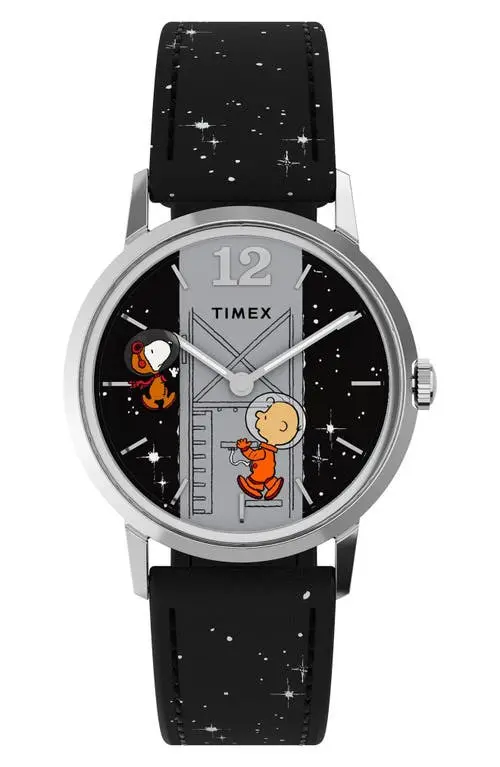 TIMEX® X Peanuts Marlin® Space Strap Watch - Black
