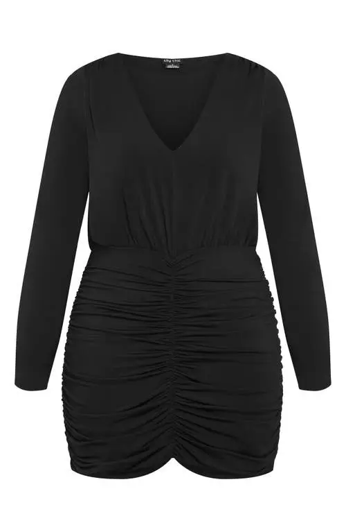 City Chic Jolene Ruched Dress - Black