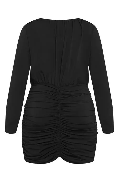 City Chic Jolene Ruched Dress - Black
