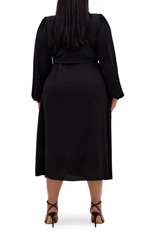 City Chic Arizona Long Sleeve Wrap Midi Dress