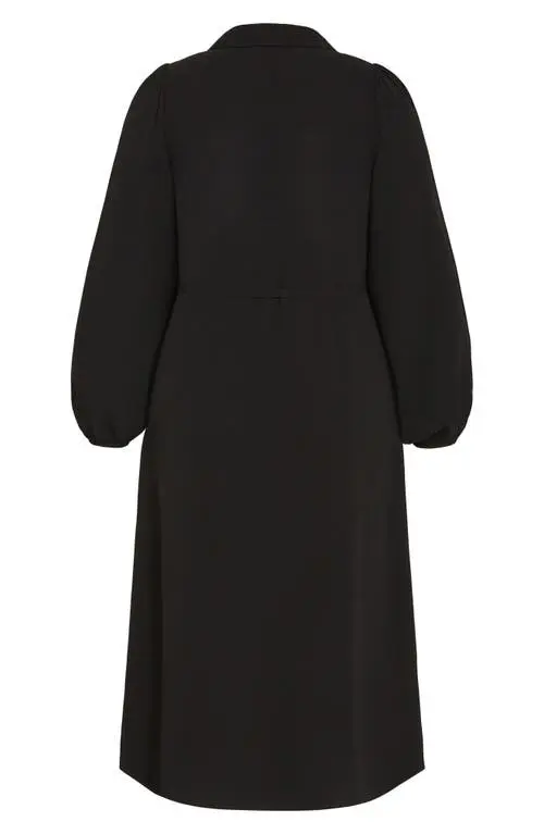 City Chic Arizona Long Sleeve Wrap Midi Dress