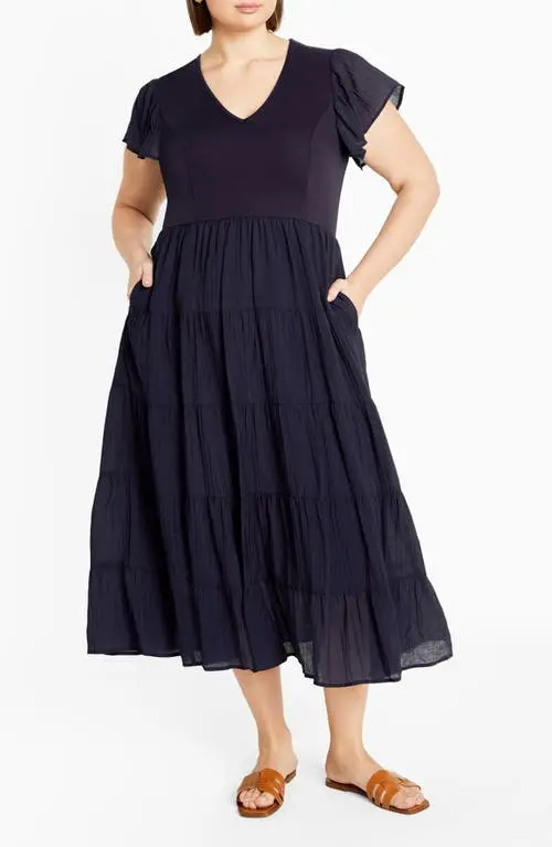 City Chic Marli Mixed Media Midi Dress