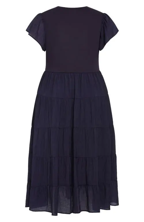 City Chic Marli Mixed Media Midi Dress