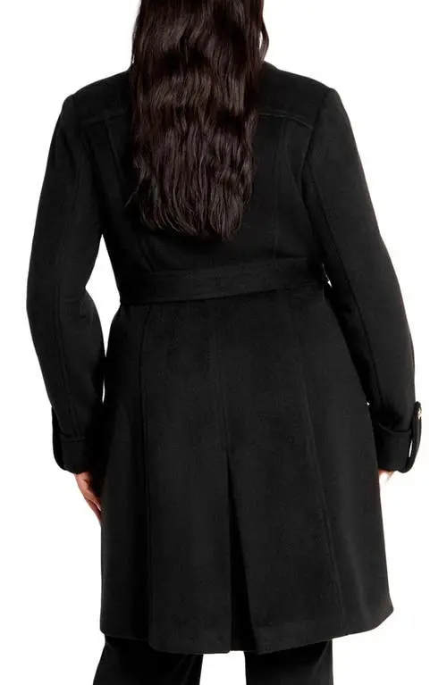 City Chic Belted Double Breasted Coat