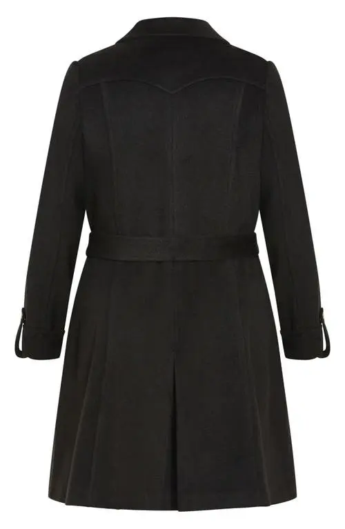 City Chic Belted Double Breasted Coat