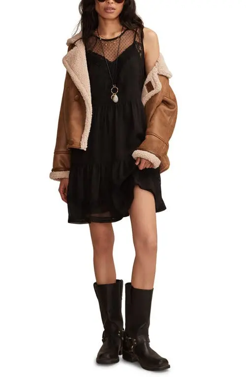 Lucky Brand Illusion Lace Detail Mini Dress