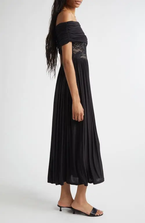 Zimmermann Lace Inset Off-the-shoulder Draped Dress - Black