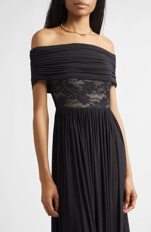 Zimmermann Lace Inset Off-the-shoulder Draped Dress - Black