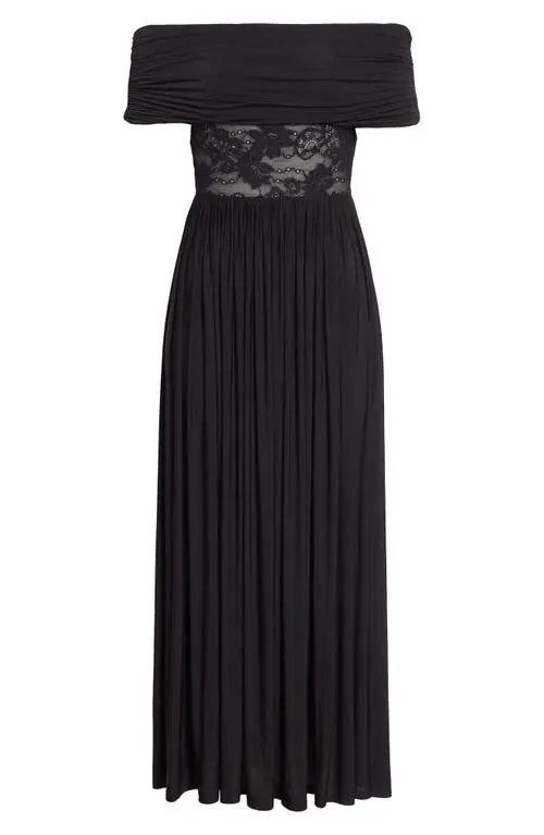 Zimmermann Lace Inset Off-the-shoulder Draped Dress - Black