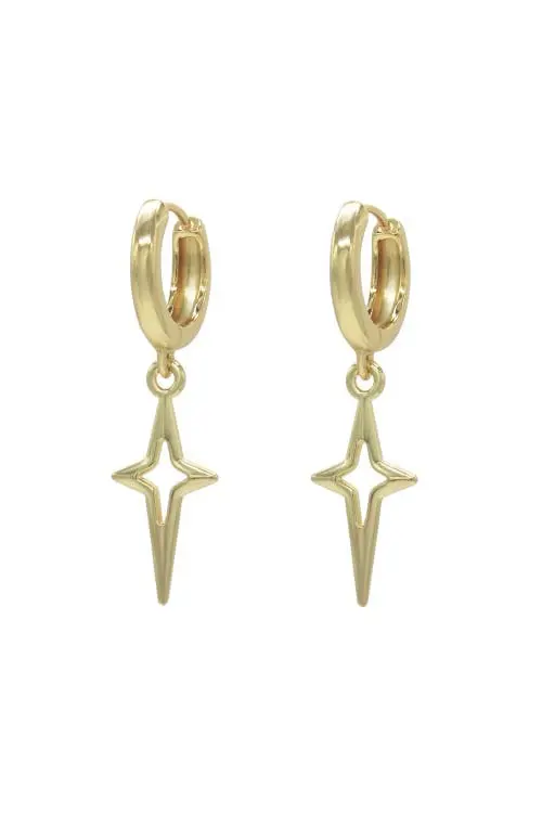 VELVET LUNA Sparkle Charm Huggie Earrings - Gold