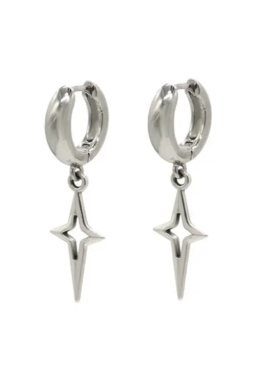 VELVET LUNA Sparkle Charm Huggie Earrings - Silver