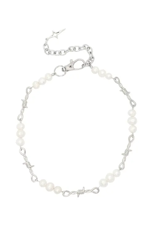 VELVET LUNA Freshwater Pearl Wire Choker - White