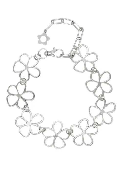 VELVET LUNA Daisy Flower Choker - Silver