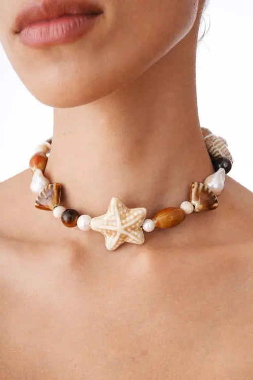 VELVET LUNA Ceramic Starfish Charm Necklace - Ivory