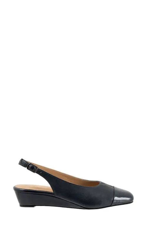 Trotters Dea Slingback Cap Toe Wedge Pumps - Navy
