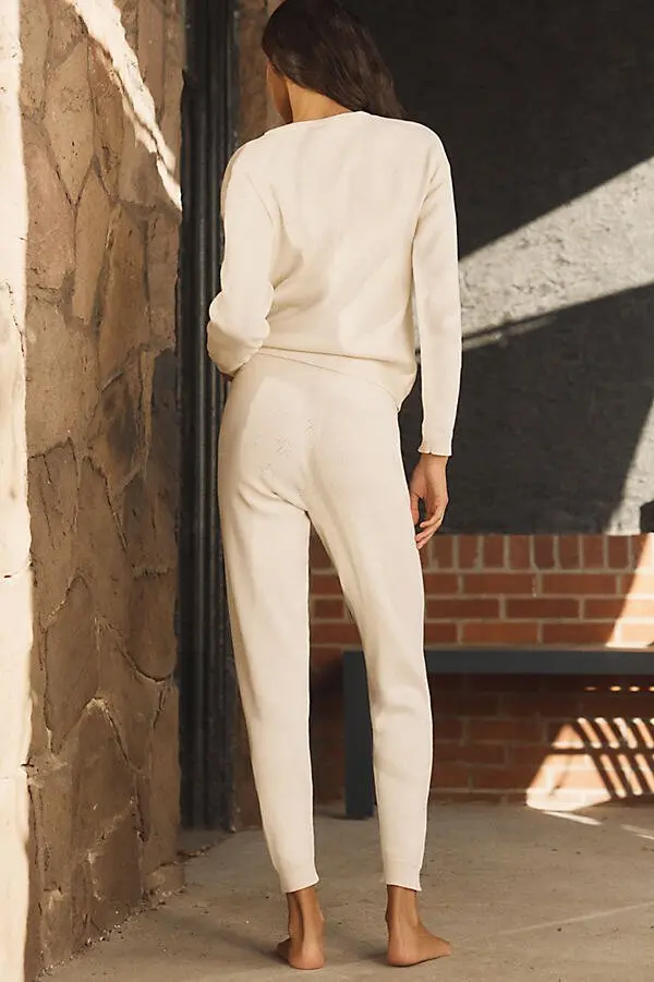 PAPINELLE Cozy Pointelle Top And Jogger Set - Cream