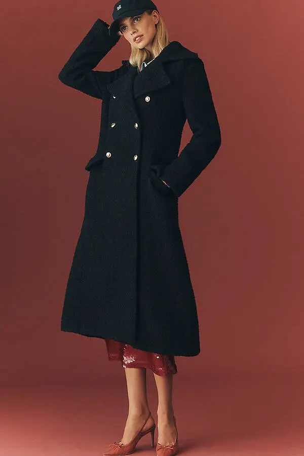 Maeve Sculpted Wool Blend Double-breasted Coat Jacket