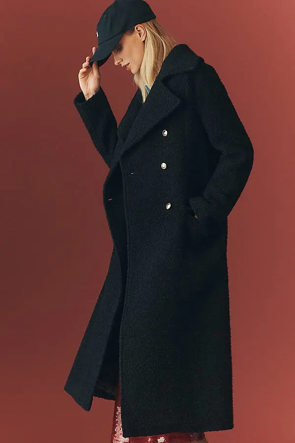 Maeve Sculpted Wool Blend Double-breasted Coat Jacket