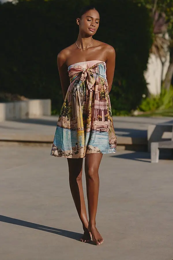 Celandine Strapless Bow-Front Mini Dress In Novelty - 44% Off | Editorialist
