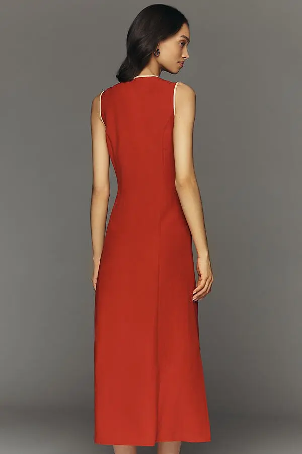 Mare Mare Sleeveless Linen Blend Wrap Midi Dress - Red | Editorialist