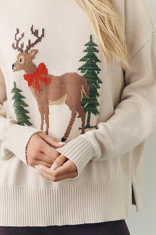 Beach Riot Callie Tree Crew-neck Sweater - Ivory