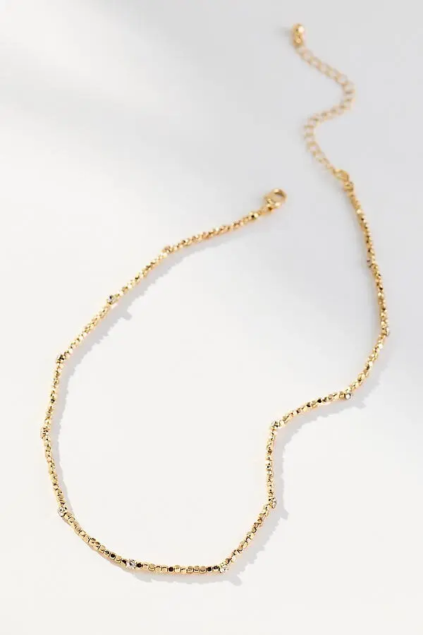 Anthropologie Beaded Metal Necklace - Gold