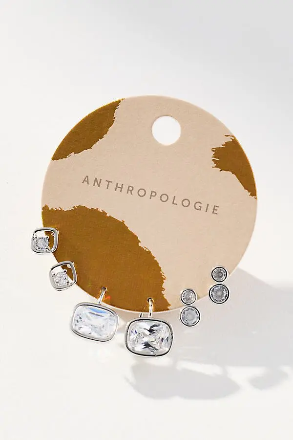 Anthropologie Set Of Three Crystal Earrings