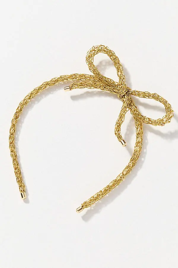 Anthropologie Metal Bow Headband - Gold